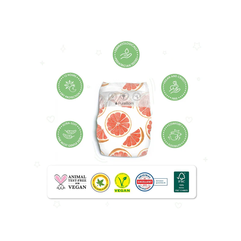 Pure Born Nappies Single pack Size 5 (11-18kg) 22pcs